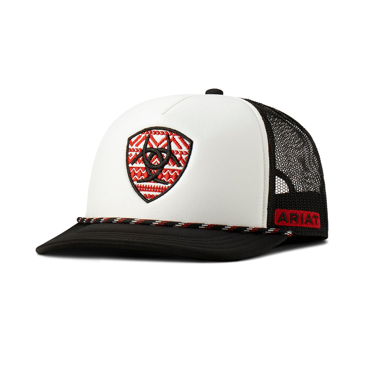 Shield Logo Foam Patch Mesh White Snap Back Cap – Ariat New Zealand